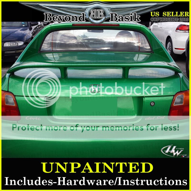 1993-1997 Honda Civic del Sol Factory Style Rear Trunk Spoiler Wing ...